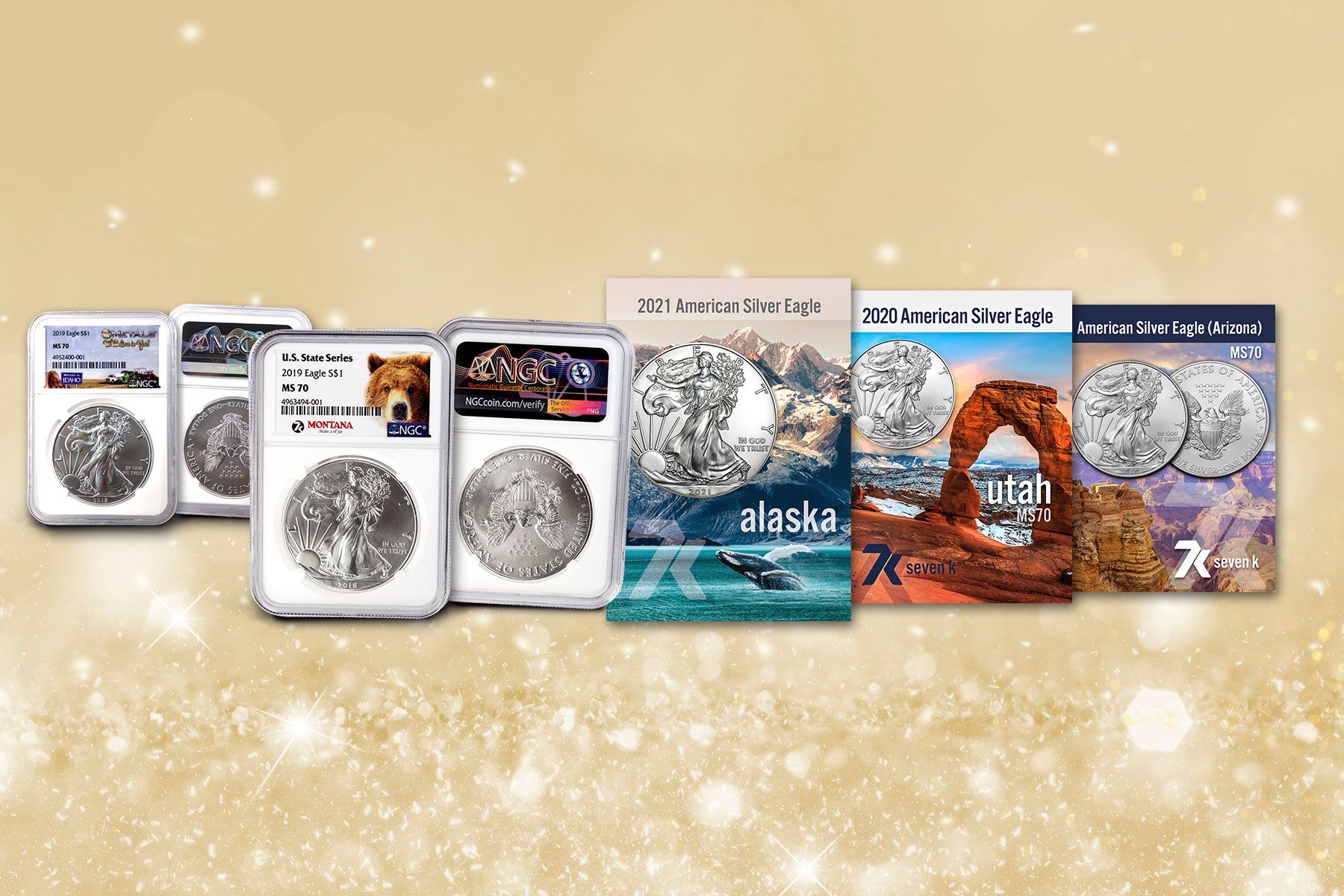 7k US State Label American Silver Eagle Coin Series